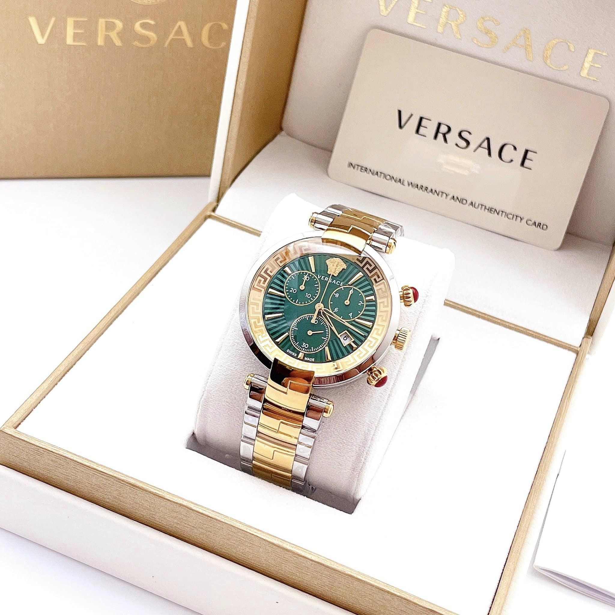 Versace Revive Quartz VE2M00521 Green Dial Gold Silver Stainless Steel ...