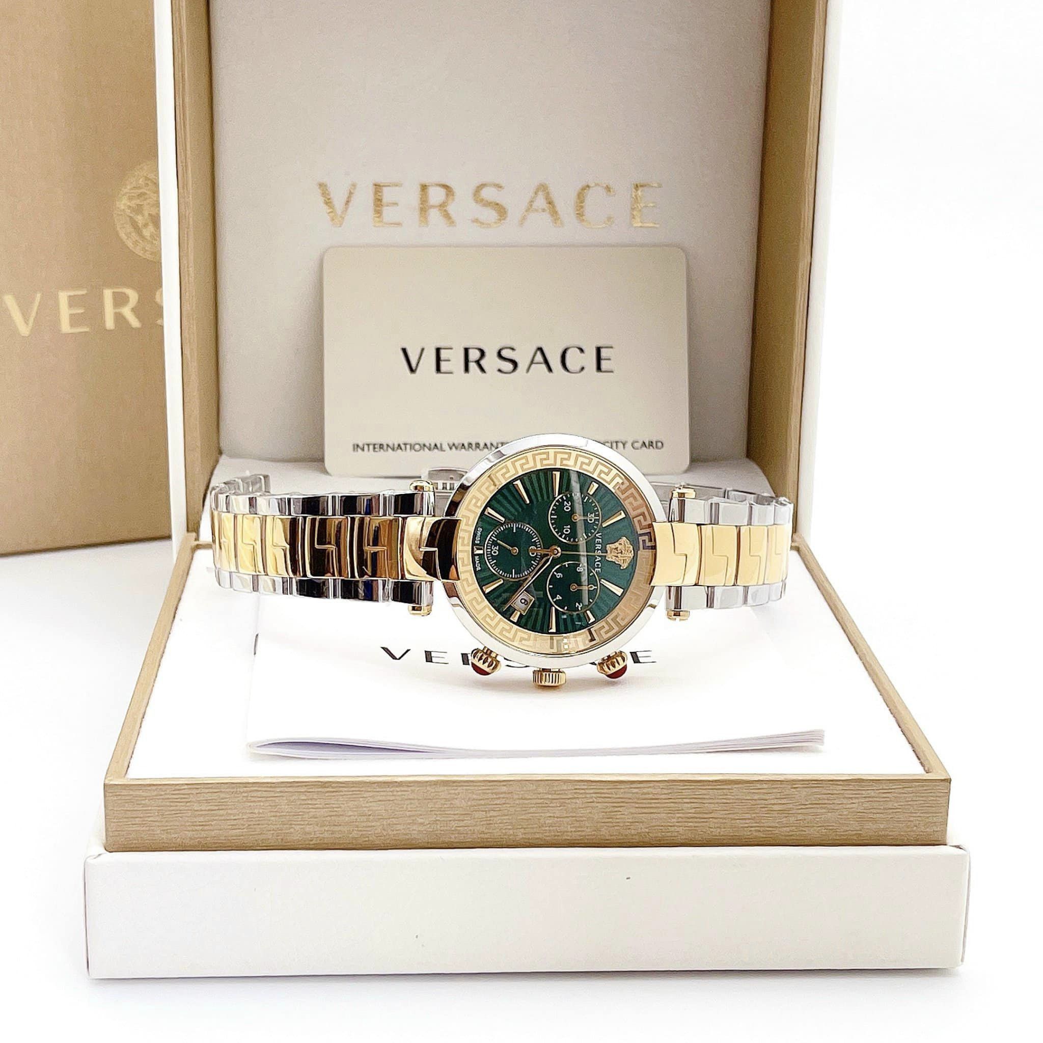 Versace Revive Quartz VE2M00521 Green Dial Gold Silver Stainless Steel ...