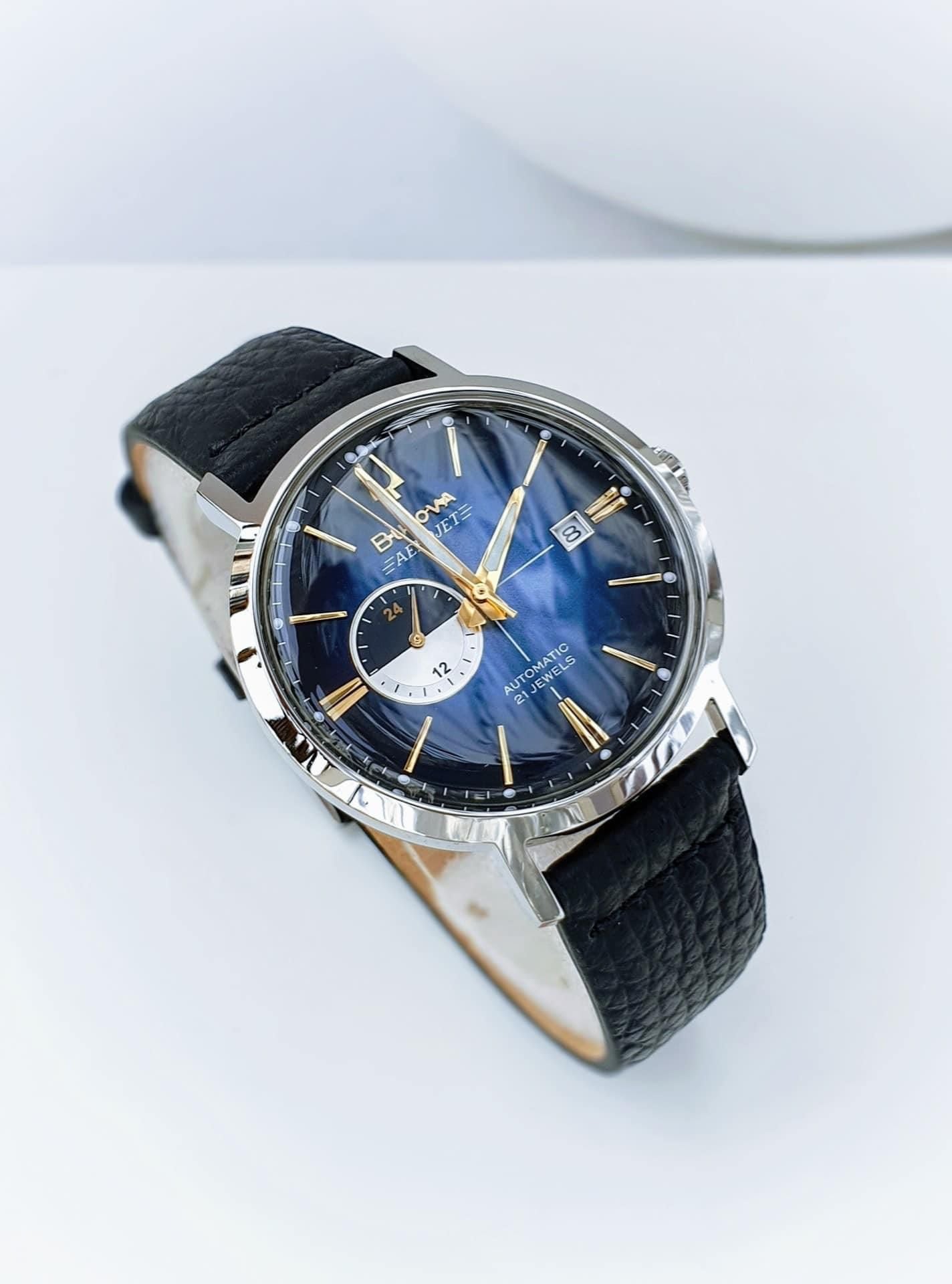 Bulova Aerojet Chronograph Automatic Blue Sunray Dial 96B374 – PhongWatch