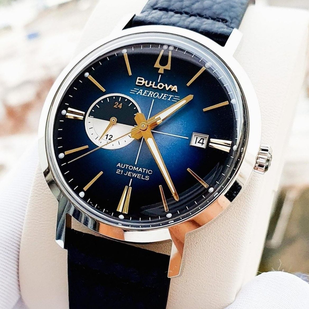 Bulova Aerojet Chronograph Automatic Blue Sunray Dial 96B374 – PhongWatch