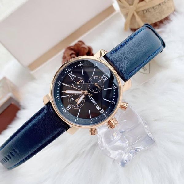 Fossil Quartz BQ1704 Rhett Chronograph Navy Leather - Đồng Hồ Nam ...