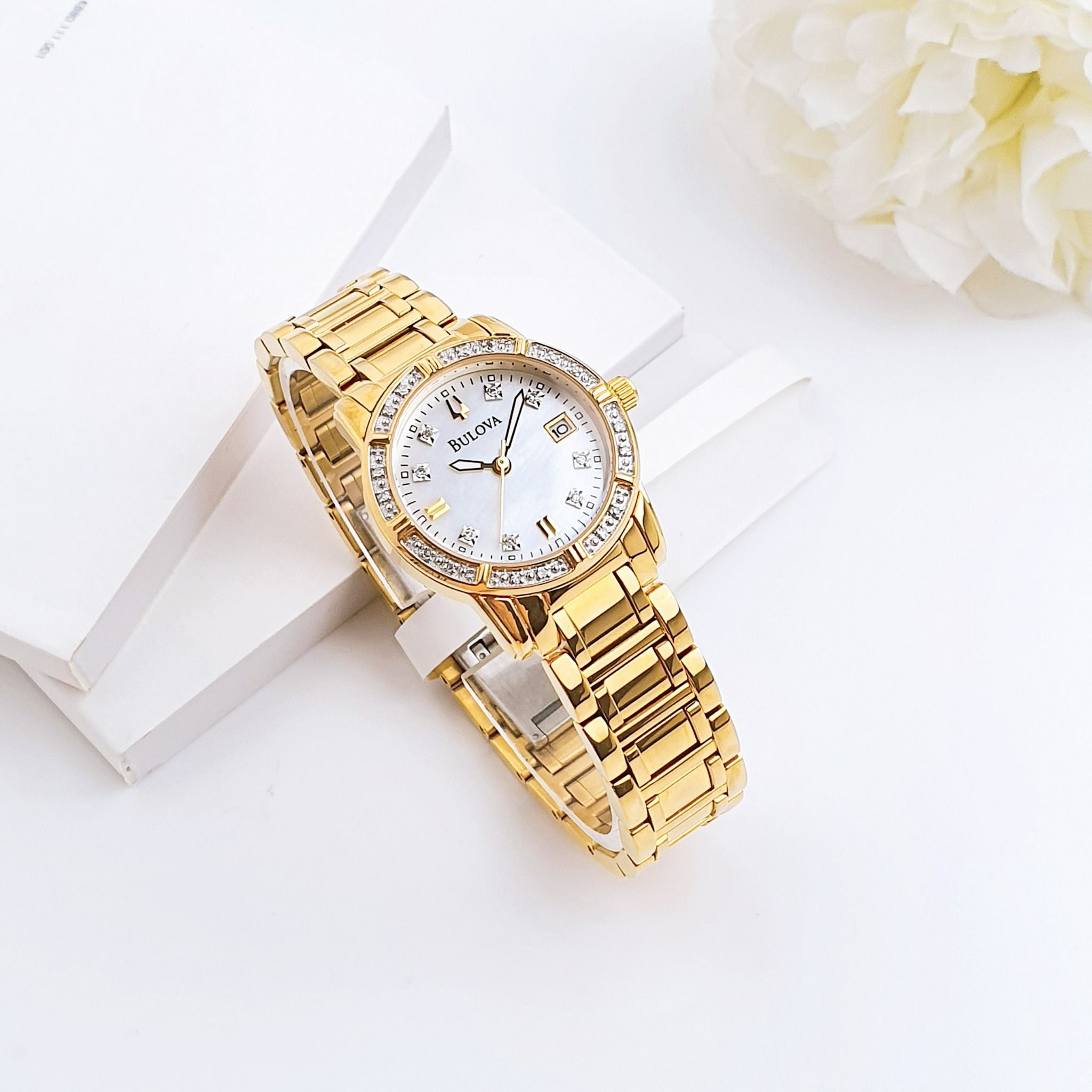 Bulova Quartz 98R165 Diamond Accented Calendar Watch - Đồng Hồ Nữ - Ch ...