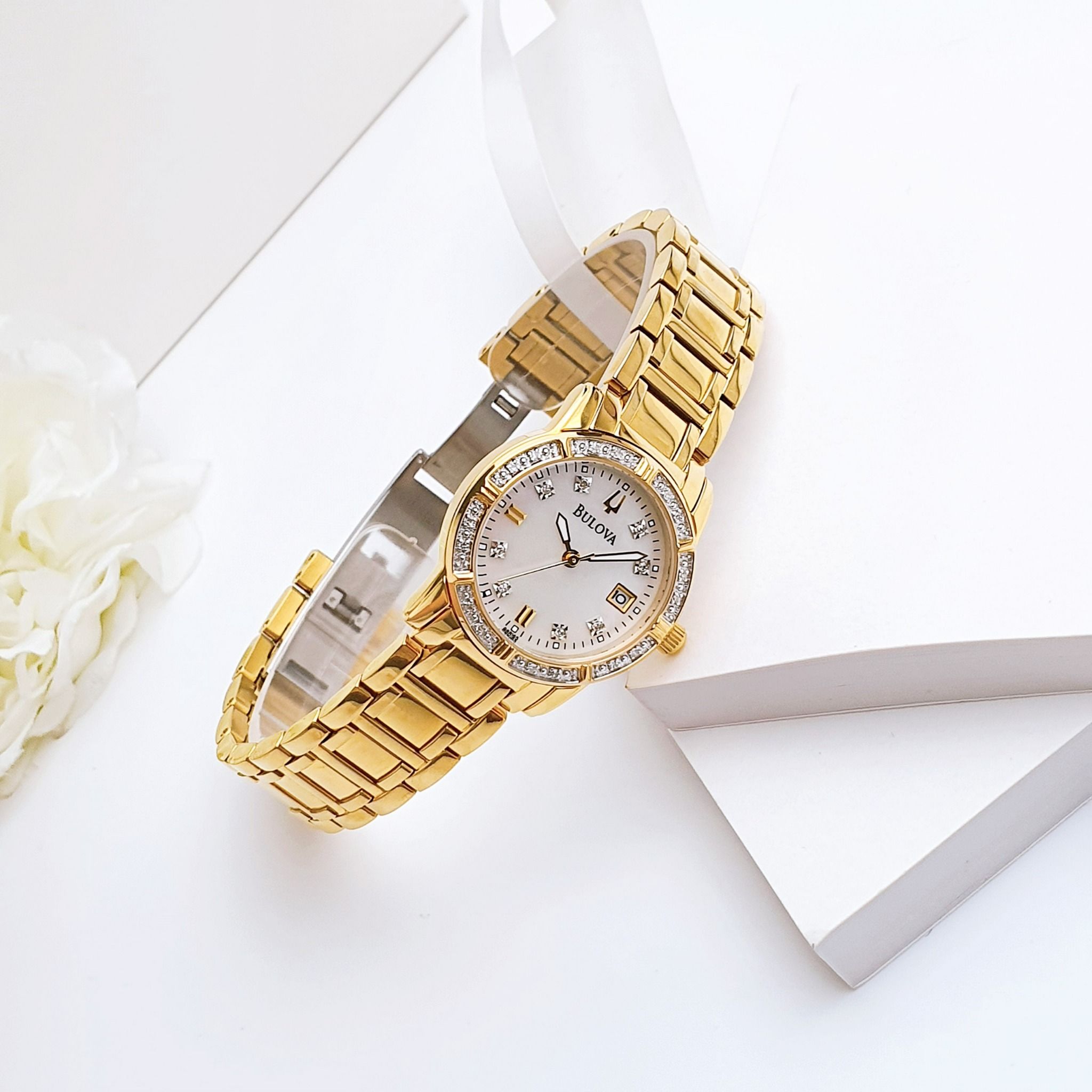 Bulova Quartz 98R165 Diamond Accented Calendar Watch - Đồng Hồ Nữ - Ch ...