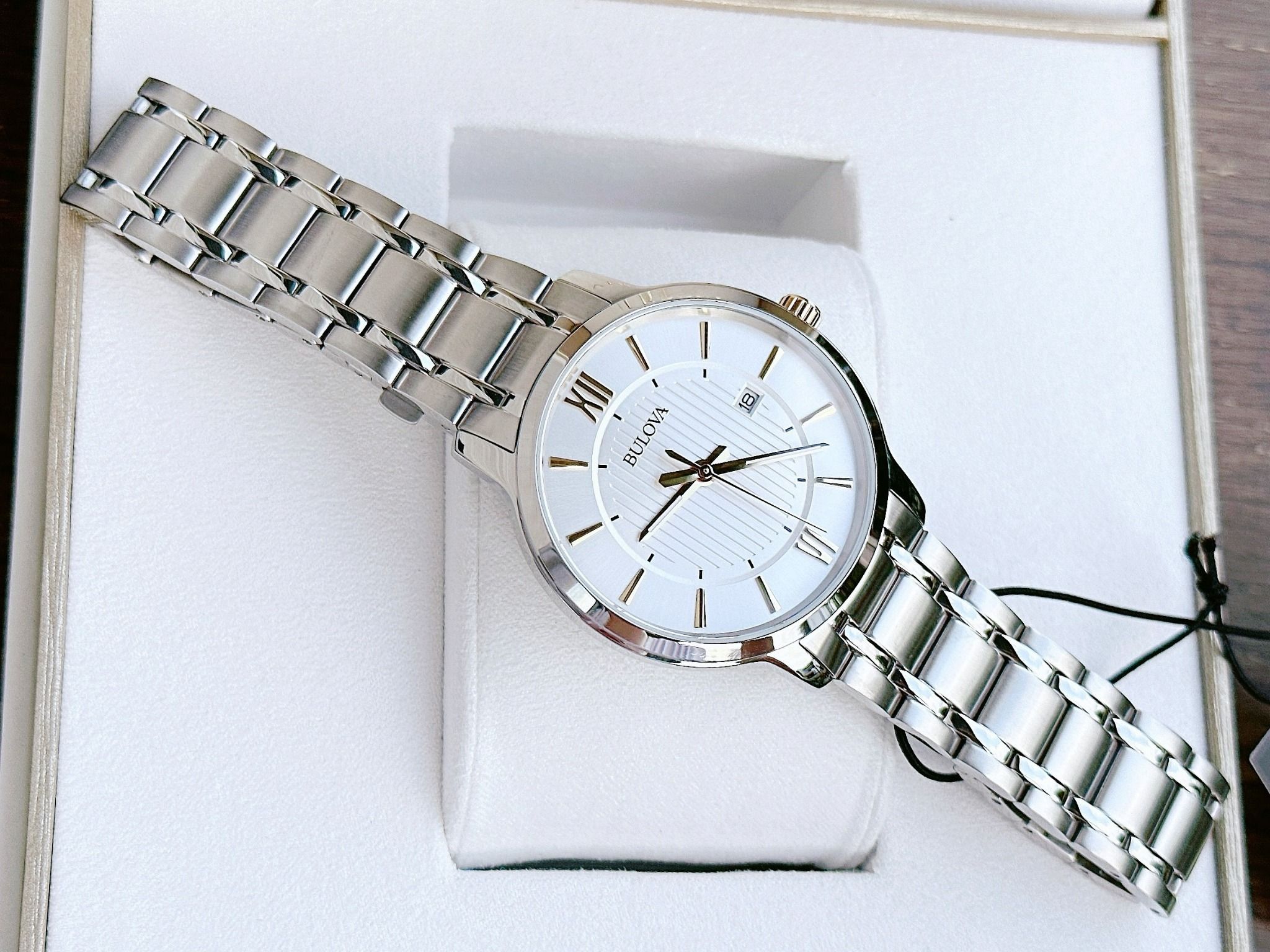 Bulova Quartz 98B306 Date Function Stainless Steel Metal Dress - Đồng ...