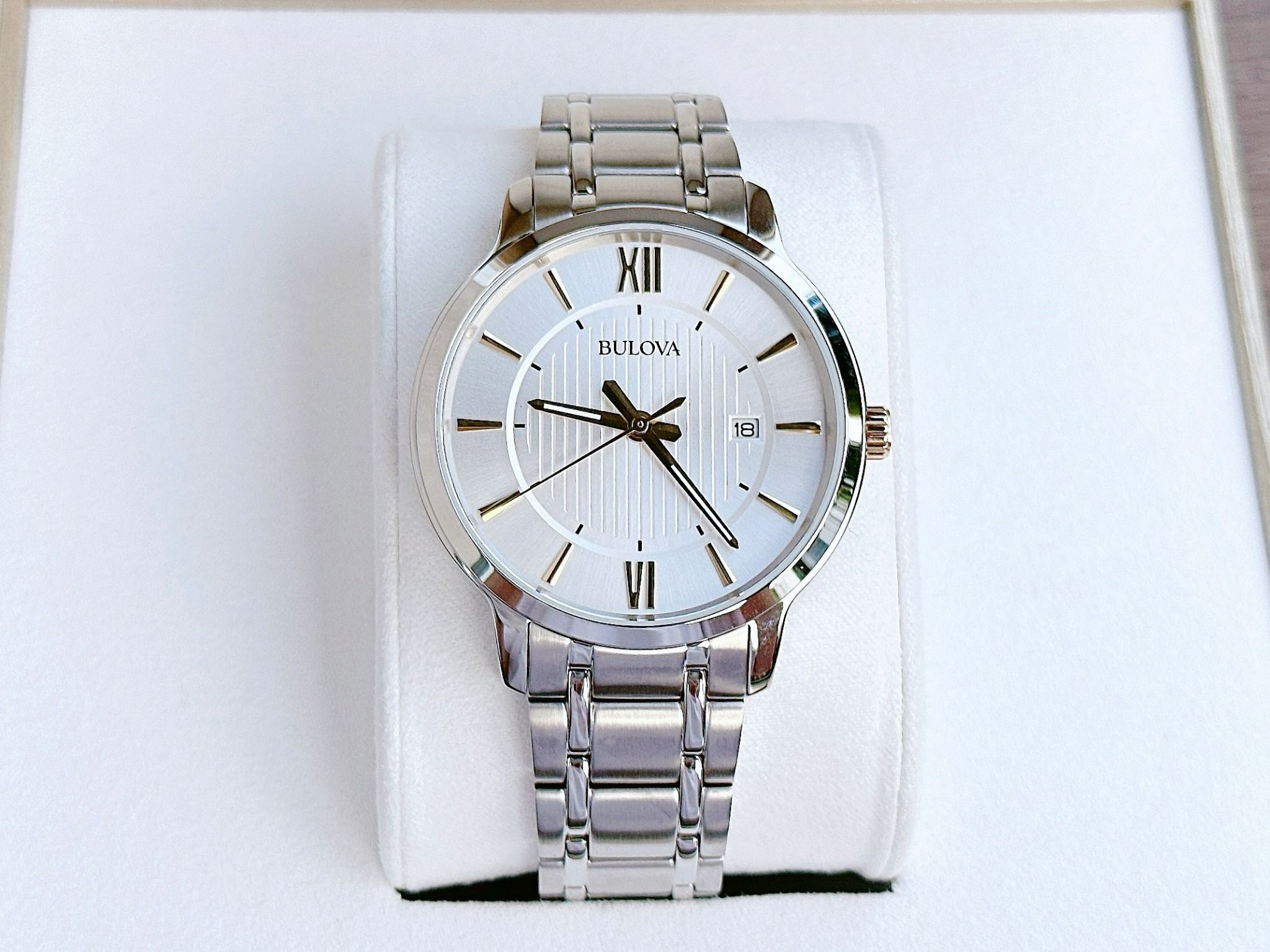 Bulova Quartz 98B306 Date Function Stainless Steel Metal Dress - Đồng ...