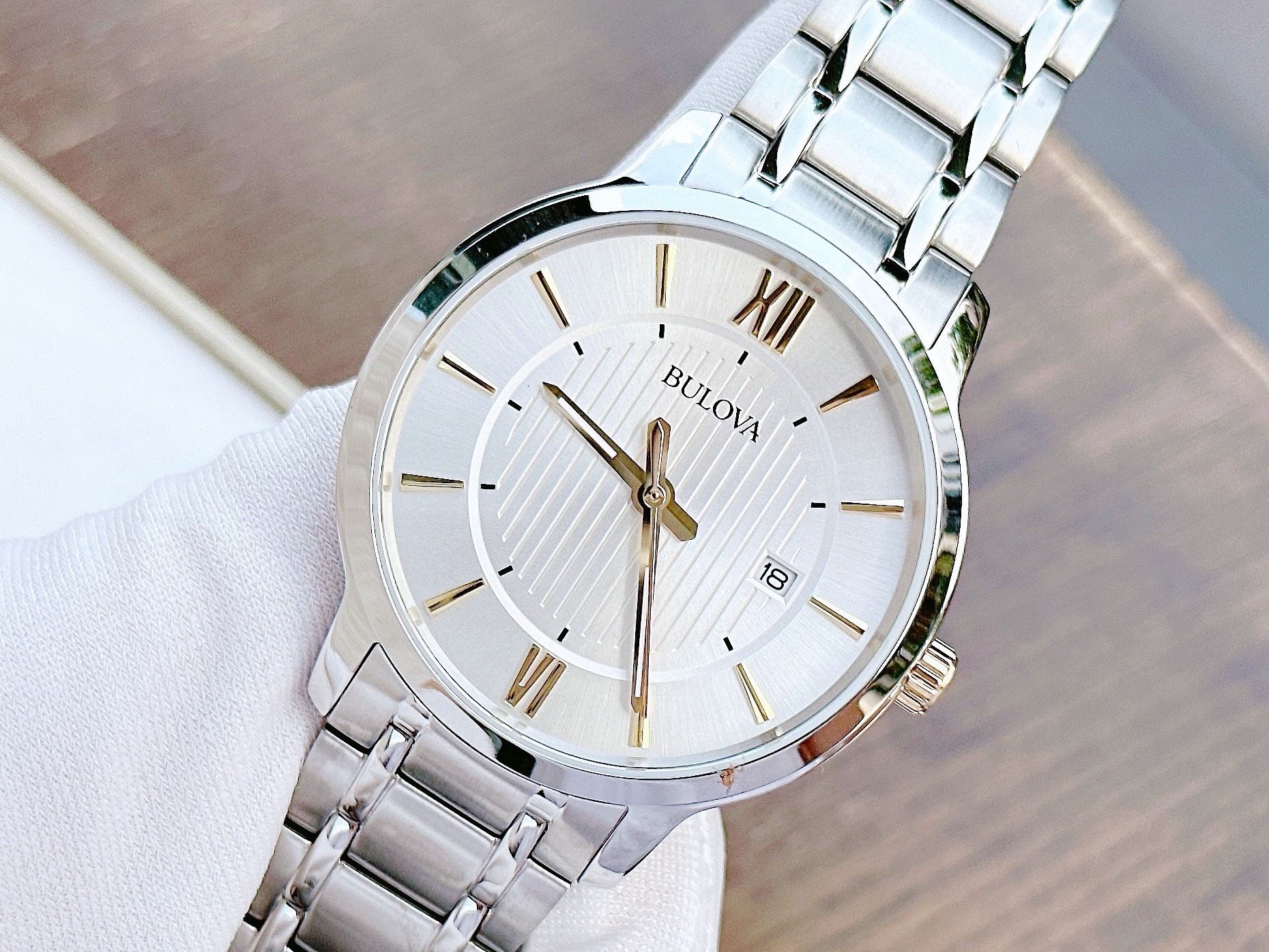 Bulova Quartz 98B306 Date Function Stainless Steel Metal Dress - Đồng ...