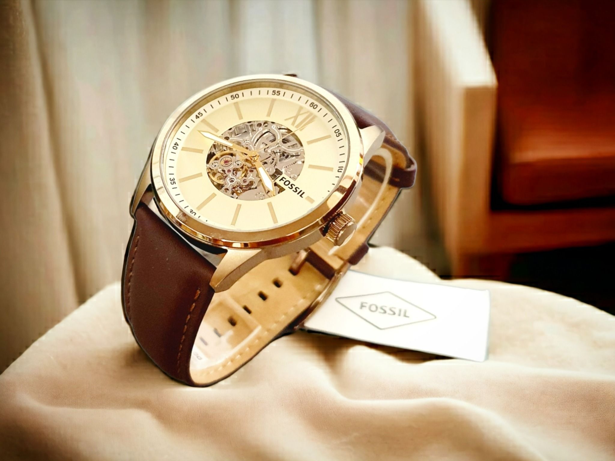 Fossil Automatic BQ2382 Flynn Brown Leather Watch - Đồng Hồ Nam ...