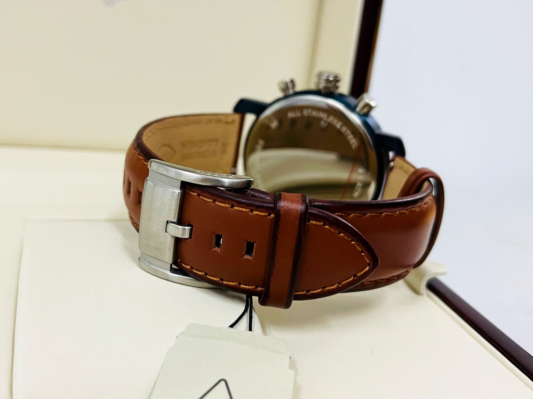 Fossil Quartz BQ2163 Rhett Chronograph Brown Leather Watch - Đồng Hồ N ...