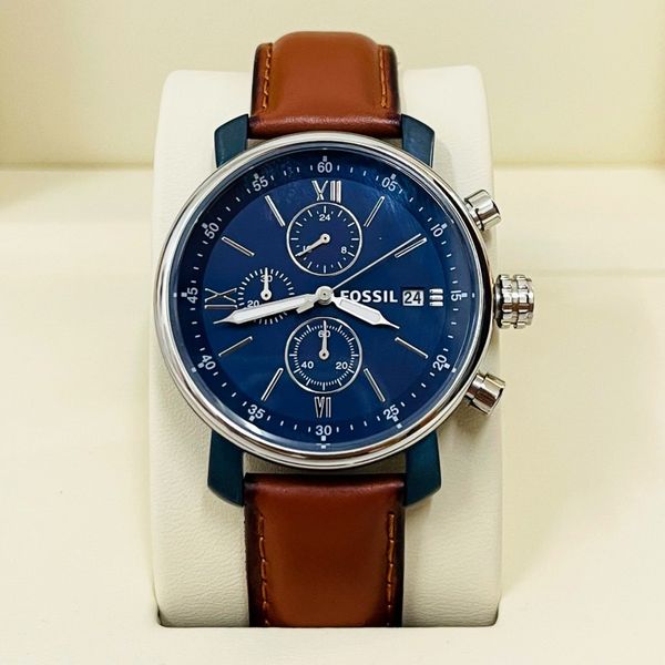 Fossil Quartz BQ2163 Rhett Chronograph Brown Leather Watch - Đồng Hồ N ...