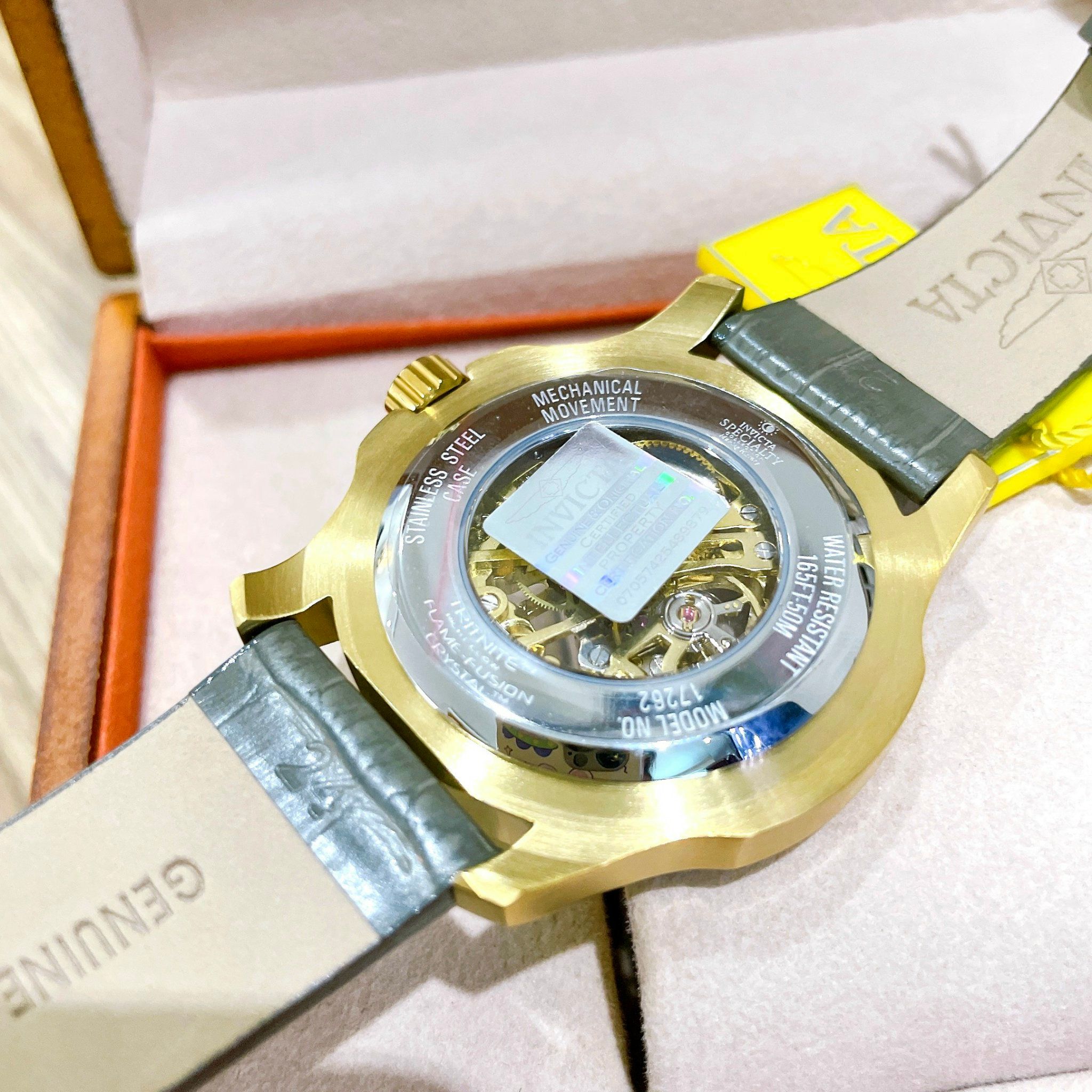 Invicta Quartz 17262 Specialty Gold Skeletal Dial Grey Leather - Đồng ...