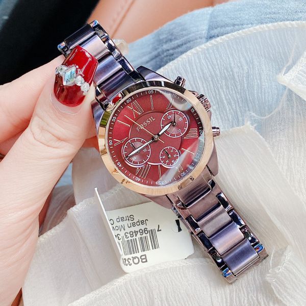 Fossil Quartz BQ3281 Modern Courier Midsize Chronograph Wine Stainless ...