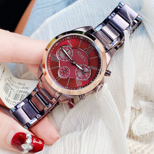 Fossil Quartz BQ3281 Modern Courier Midsize Chronograph Wine Stainless ...