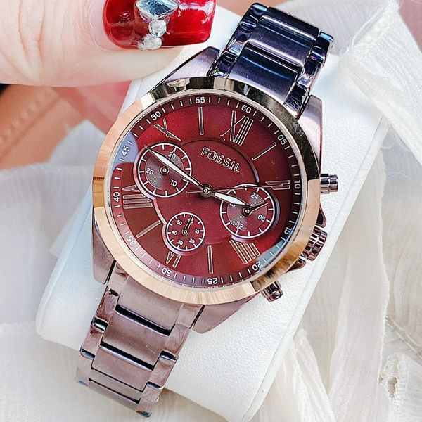 Fossil Quartz BQ3281 Modern Courier Midsize Chronograph Wine Stainless ...