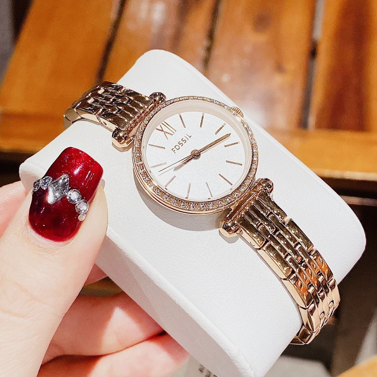 Fossil Quartz BQ3502 Tillie Mini Three-Hand Rose Gold-Tone Stainless S ...