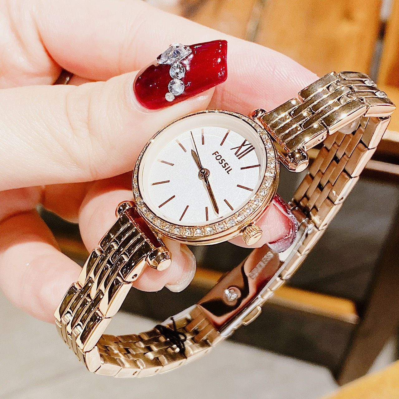 Fossil Quartz BQ3502 Tillie Mini Three-Hand Rose Gold-Tone Stainless S ...