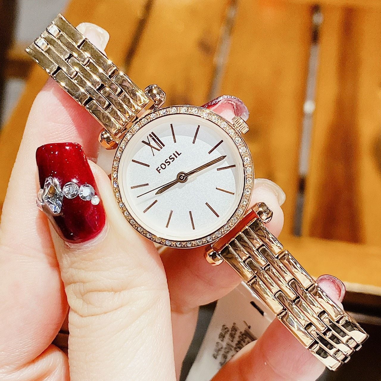 Fossil Quartz BQ3502 Tillie Mini Three-Hand Rose Gold-Tone Stainless S ...