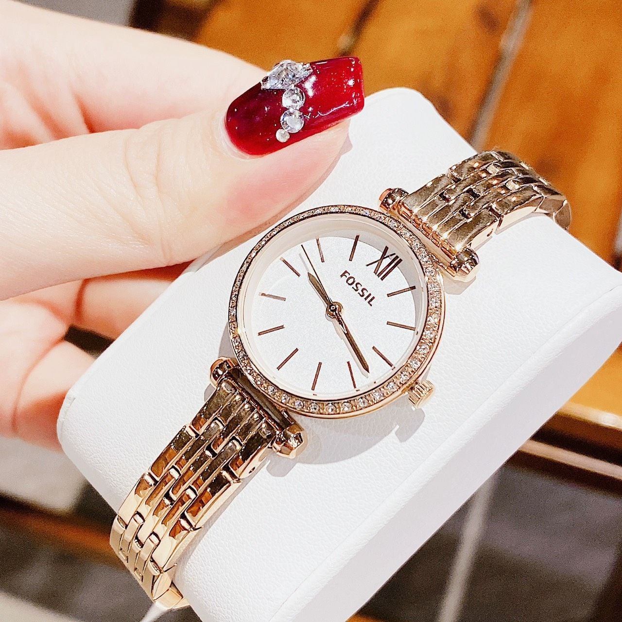 Fossil Quartz BQ3502 Tillie Mini Three-Hand Rose Gold-Tone Stainless S ...