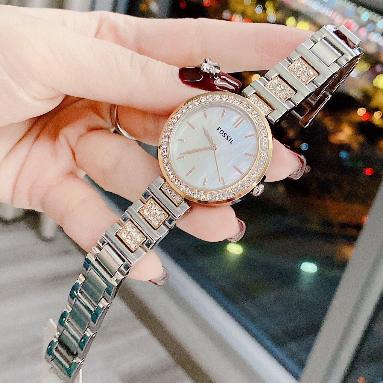 Fossil Quartz BQ3337 Karli Three-Hand Two-Tone Stainless Steel - Đồng ...