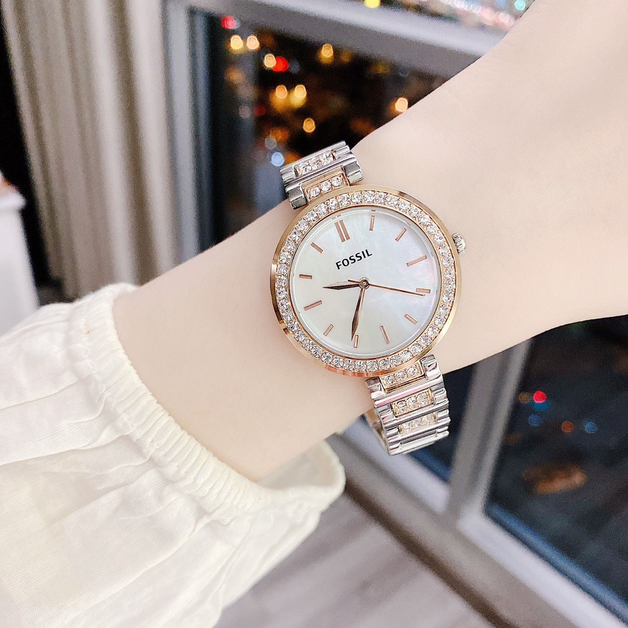 Fossil Quartz BQ3337 Karli Three-Hand Two-Tone Stainless Steel - Đồng ...