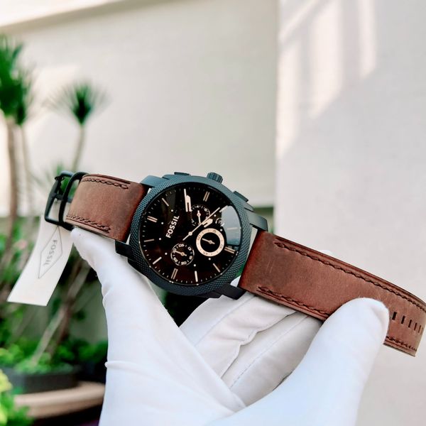 Fossil Quartz FS4656 Machine Mid-Size Chronograph Brown Leather - Đồng ...