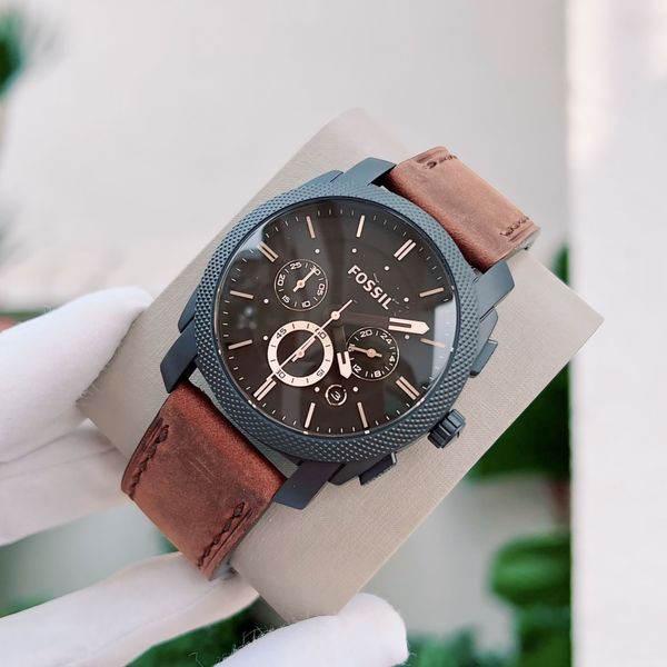 Fossil Quartz FS4656 Machine Mid-Size Chronograph Brown Leather - Đồng ...