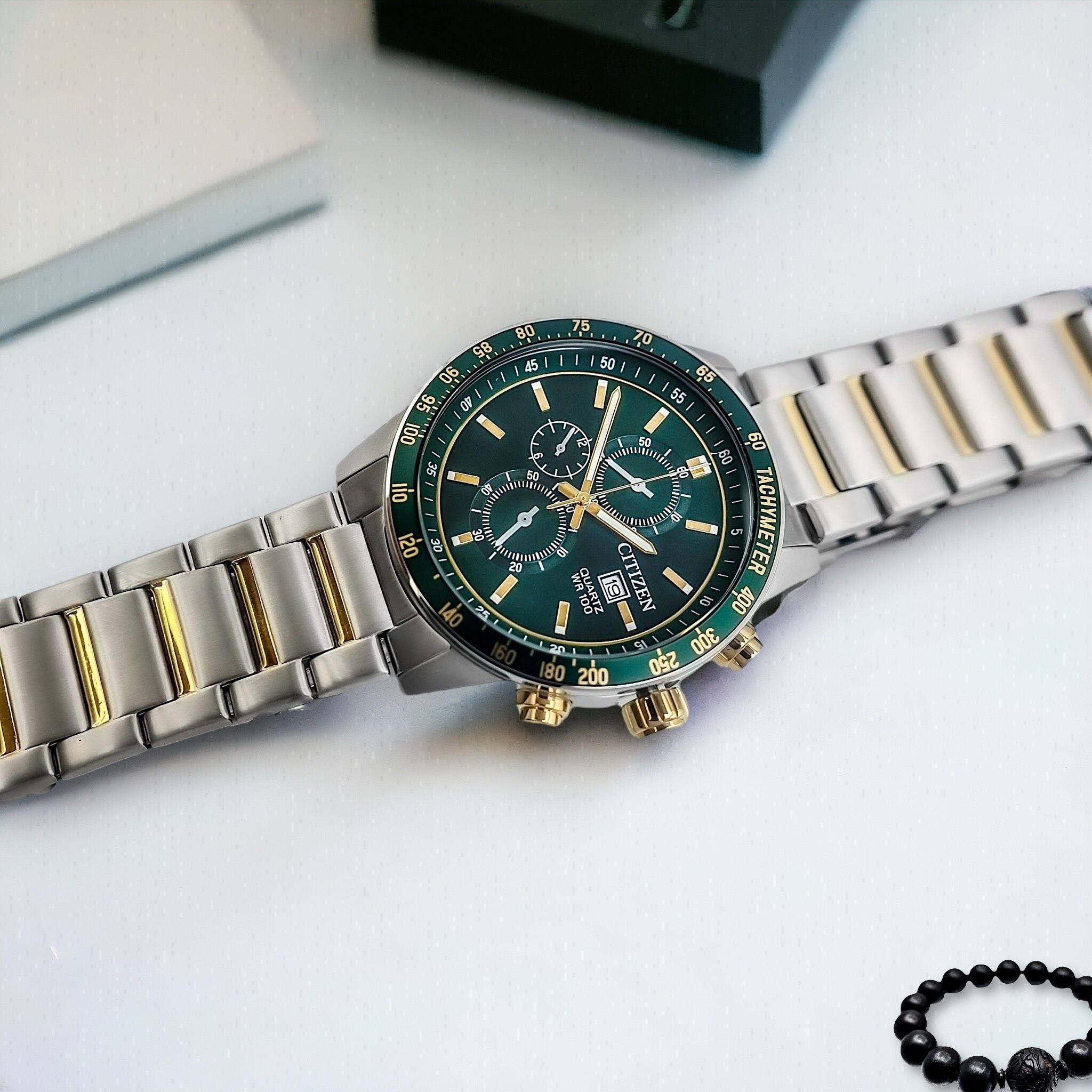 Citizen Quartz AN3689-55X Chronograph Dây Thép Mặt Xanh Lá - Đồng Hồ N ...