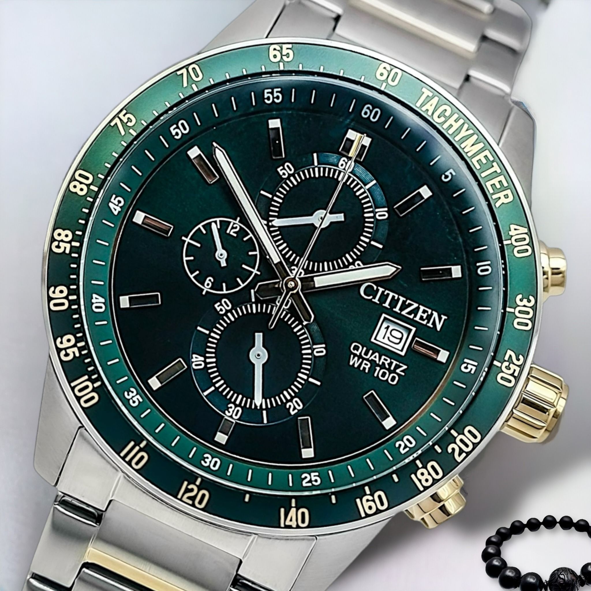 Citizen Quartz AN3689-55X Chronograph Dây Thép Mặt Xanh Lá - Đồng Hồ N ...