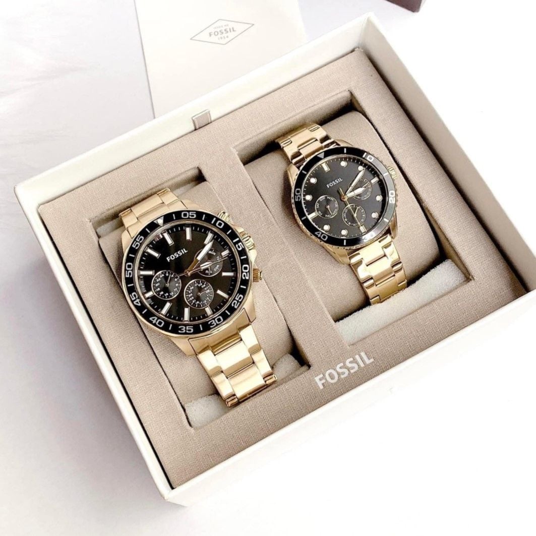 Fossil Multifunction Gold Tone Quartz BQ2643SET - Đồng Hồ Cặp – PhongWatch