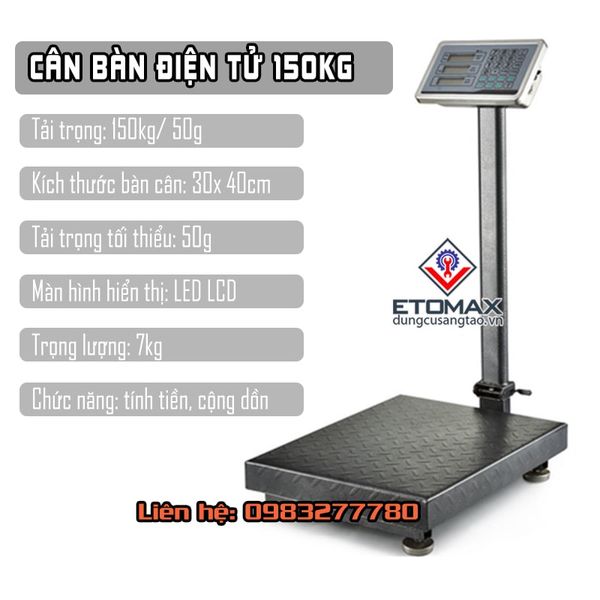 Cân bàn điện tử 150kg – Dụng cụ sáng tạo ETOMAX