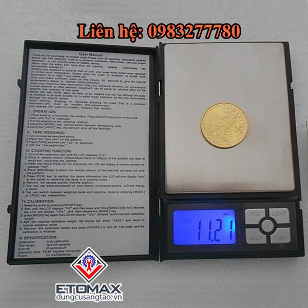 Cân Tiểu Ly Điện Tử NOTEBOOK 500g x 0,01g – Dụng cụ sáng tạo ETOMAX