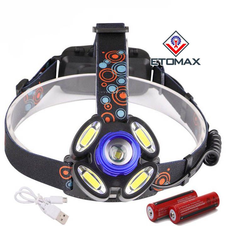 Đèn pin đeo trán pin sạc 5 LED siêu sáng – Dụng cụ sáng tạo ETOMAX
