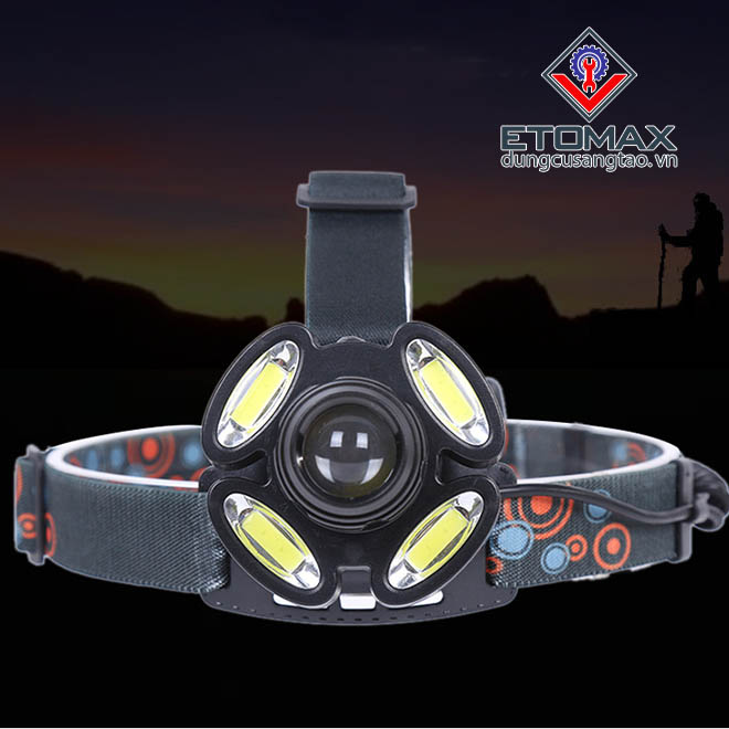 Đèn pin đeo trán pin sạc 5 LED siêu sáng – Dụng cụ sáng tạo ETOMAX