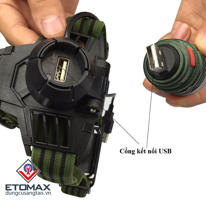 Đèn pin đeo trán USB pin sạc cao cấp – Dụng cụ sáng tạo ETOMAX