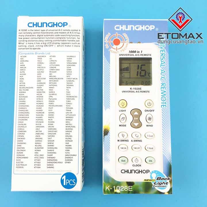 Điều khiển điều hòa đa năng Chunghop K-1028E – Dụng cụ sáng tạo ETOMAX