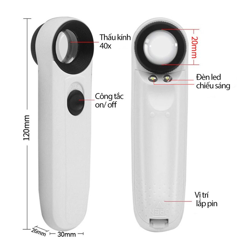 Kính lúp cầm tay 40x có đèn led chiếu sáng MG6B-1B – Dụng cụ sáng tạo ...