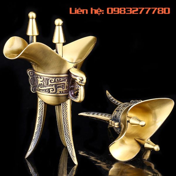 Ly rượu đồng ba chân Càn Long hàng đẹp kèm hộp đựng – Dụng cụ sáng tạo ...