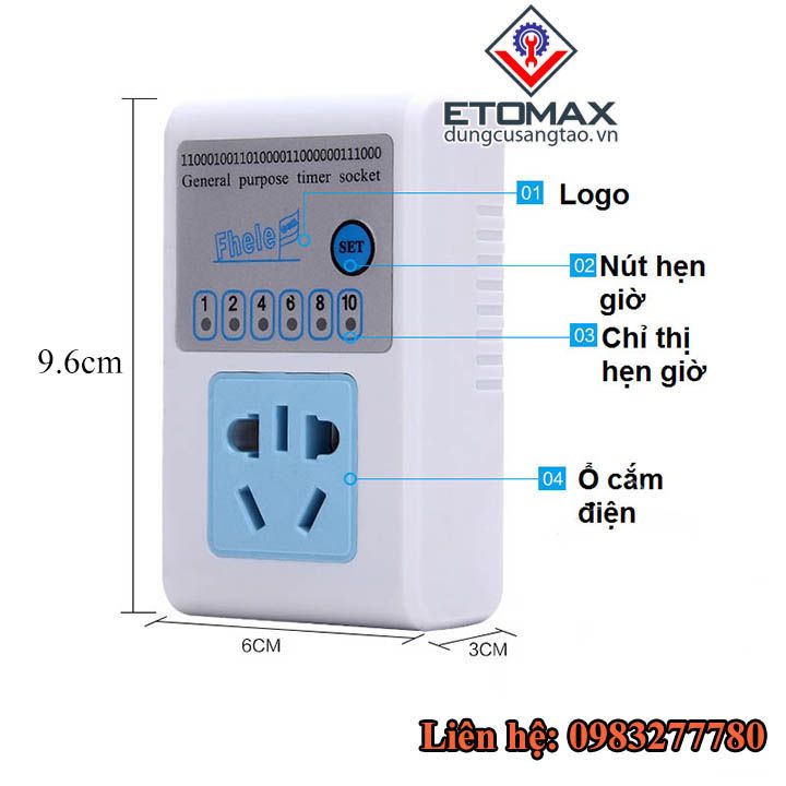Ổ cắm hẹn giờ tắt đếm ngược FH-902 – Dụng cụ sáng tạo ETOMAX