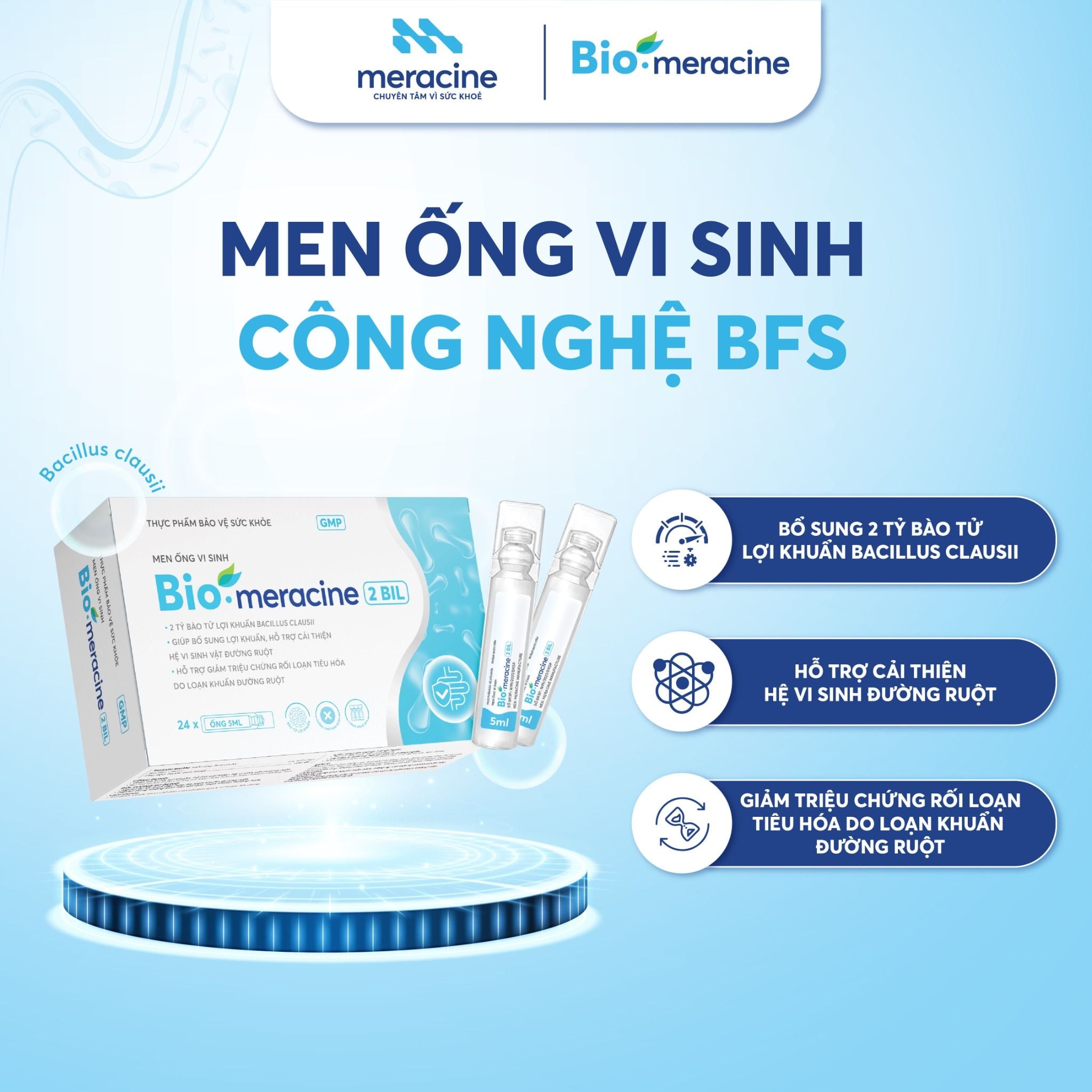 Bio-meracine 2 Bil - Men ống vi sinh chứa 2 tỷ bào tử lợi khuẩn cho hệ ...