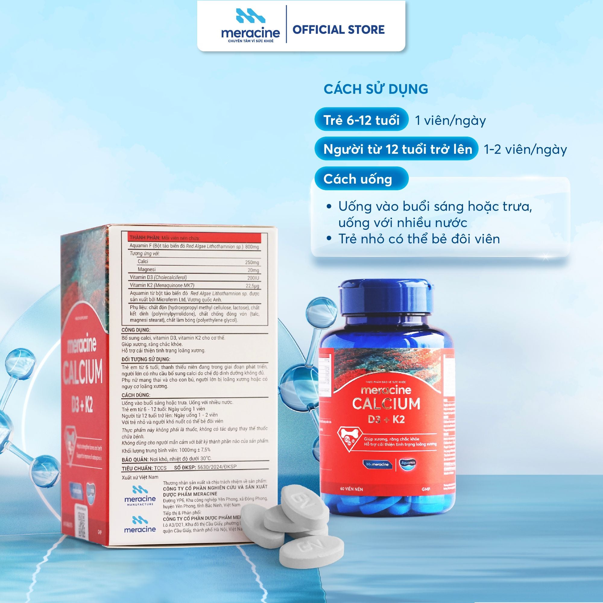 TPBVSK Canxi hữu cơ tảo biển đỏ Meracine Calcium - Giúp xương răng chắ ...