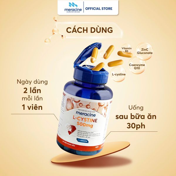 Viên uống Meracine L-Cystine 500mg giúp sáng da, hỗ trợ giảm nám, giảm ...