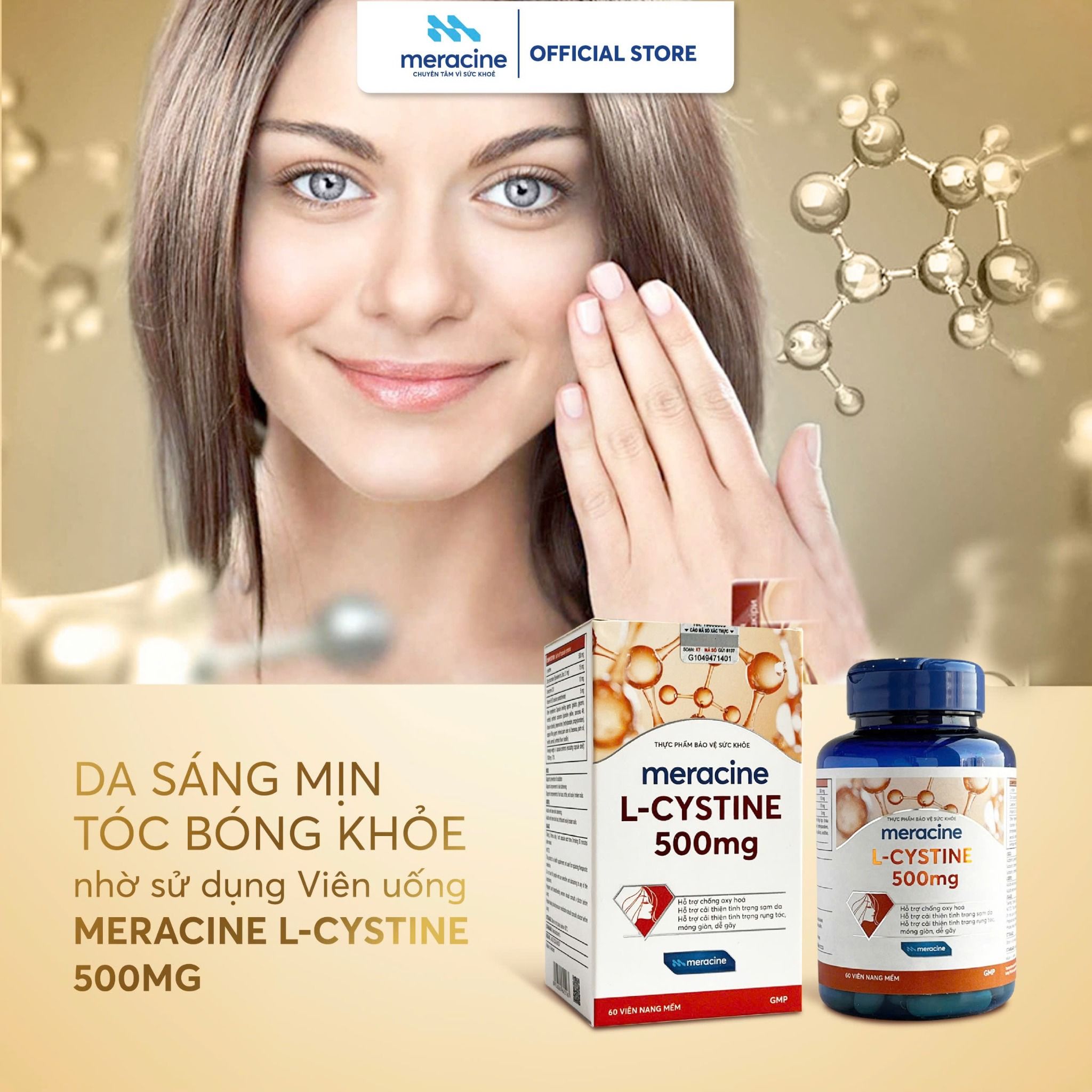 Viên uống Meracine L-Cystine 500mg giúp sáng da, hỗ trợ giảm nám, giảm ...
