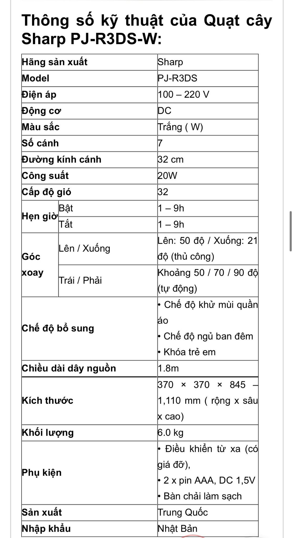 (New) Quạt điện Sharp PJ-R3DS nội địa Nhật – ⭐ Gia dụng Nhật .vn