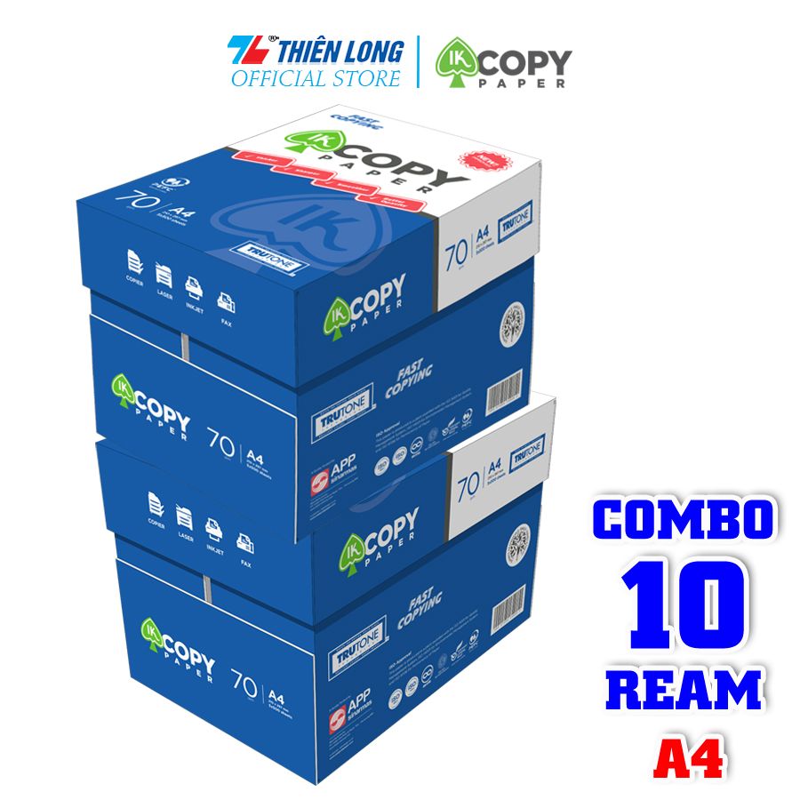 Combo 10 Ream giấy A4 70 gsm IK Copy (500 tờ) - Hàng nhập khẩu Indones – Thiên Long Shop
