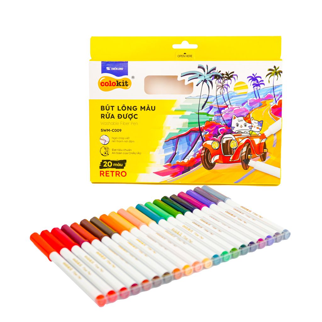 Bộ bút lông 20 màu Retro rửa được Fiber Pen Thiên Long SWM-C009 – Thiên Long Shop