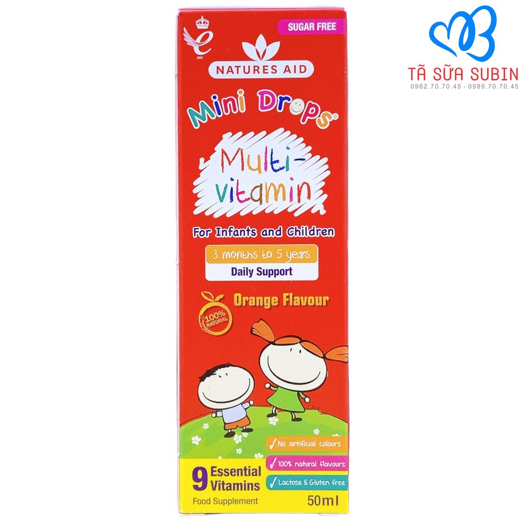 Vitamin tổng hợp Multi Vitamin Drop Natures Aid 50ml Anh cho bé từ 3 t ...