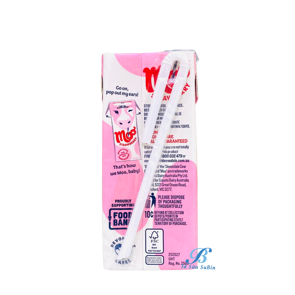 Lốc 6 hộp Sữa tươi devondale Moo Úc vị dâu 200ml – Tã Sữa SuBin