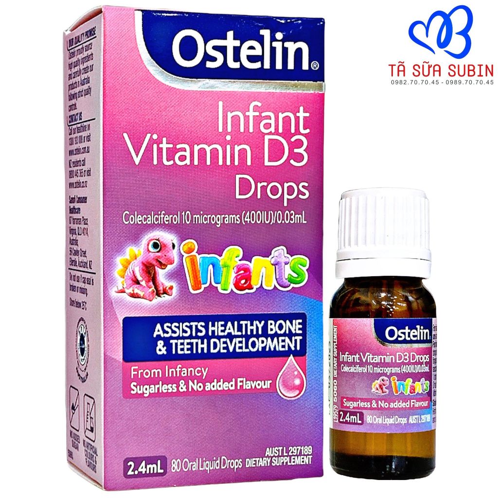 Dạng nhỏ giọt Infant Vitamin D3 Ostelin Úc 2.4ml (0-12 tuổi) – Tã Sữa SuBin