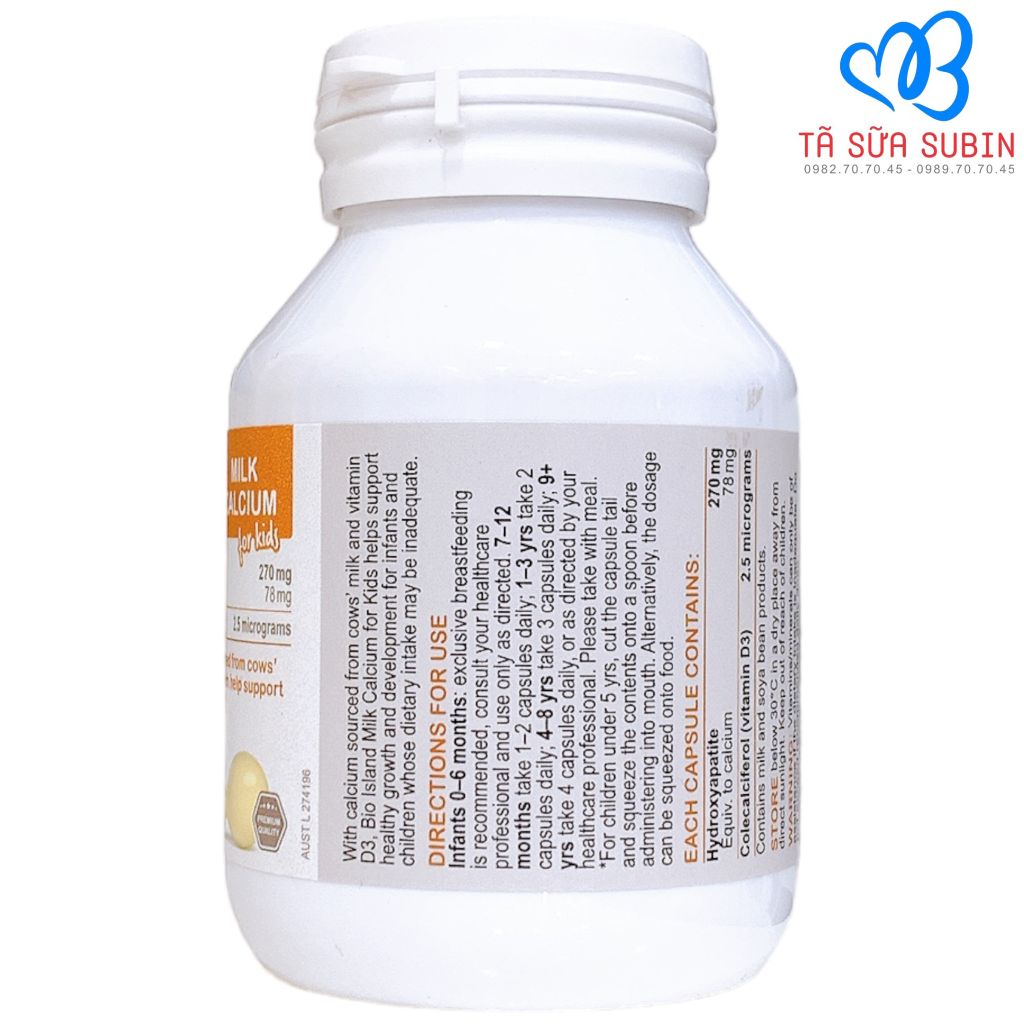 Viên Uống Canxi Bio island Calcium Milk Úc 90 viên – Tã Sữa SuBin