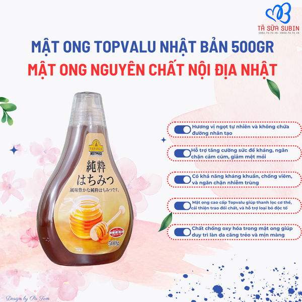 Mật ong hữu cơ Topvalu Nhật Bản 500gr – Tã Sữa SuBin