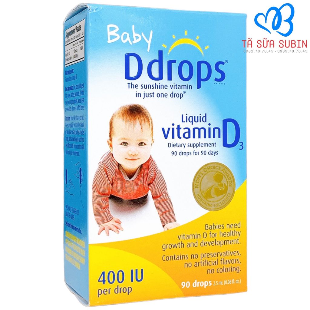 Vitamin D3 baby ddrops 400iu Mỹ 90 giọt bé 0-12 tháng – Tã Sữa SuBin